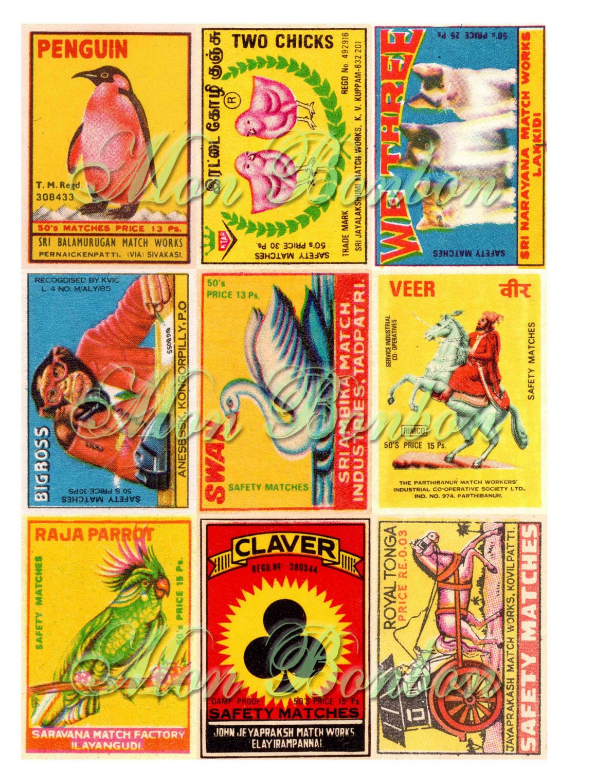 Vintage Matchbook Covers Collage Sheeet DIY Printable - Etsy