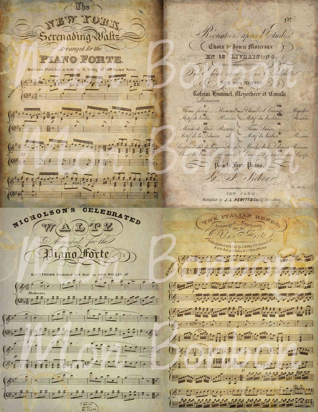 Vintage Music Sheets Digital Collage Sheet - INSTANT DOWNLOAD - Etsy
