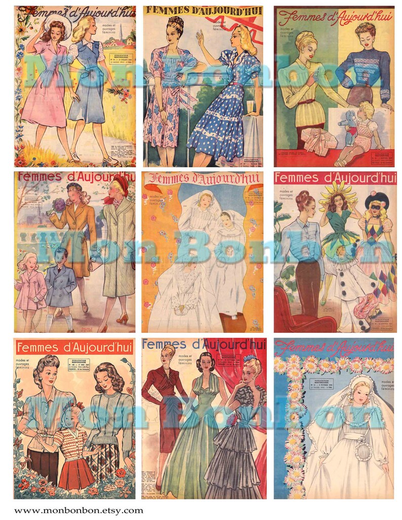 Vintage Fashion Magazine Covers Digital Download Collage Sheet - Etsy