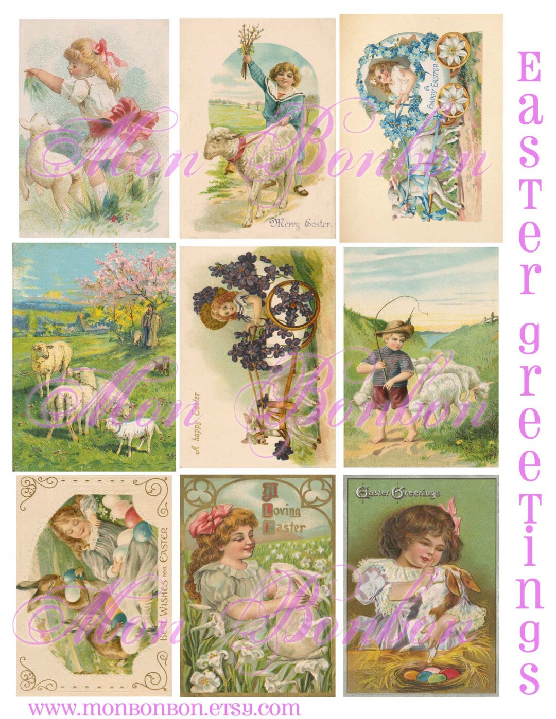 Easter Greetings Collage Sheet -digital Download Printables Item No ...