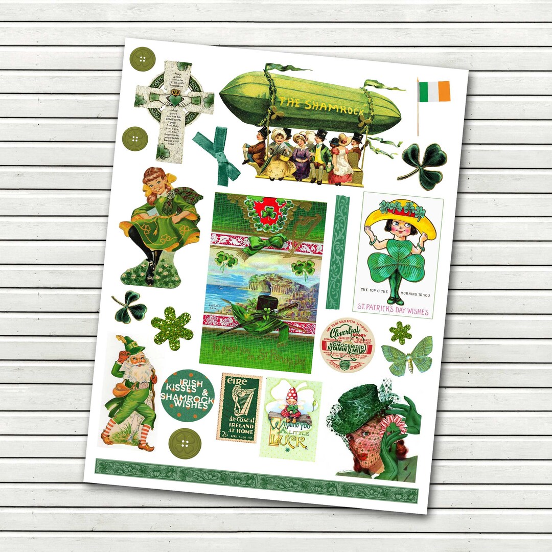 St. Patrick's Day Clip Art Sheet - Fussycut - DIY Printable - Pocket ...