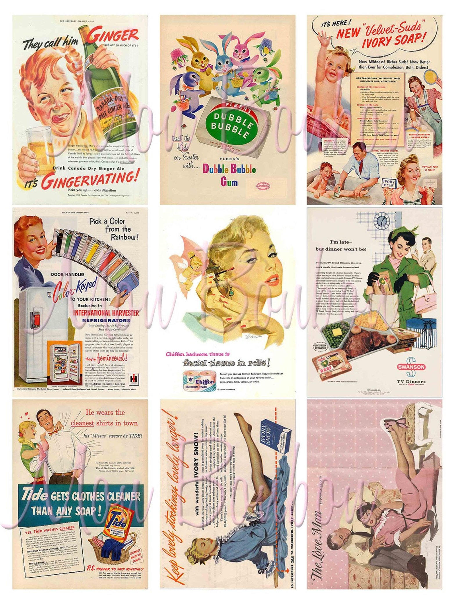 Digital Collage Sheet of Vintage Retro Advertising Images for - Etsy