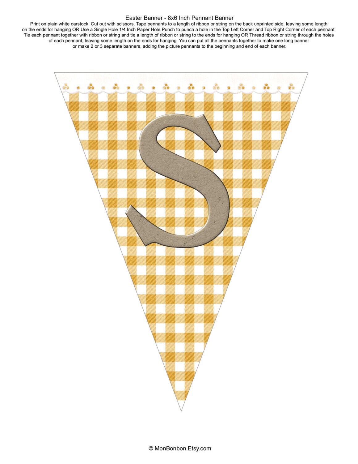 Digital Easter Banner, Easter Pennants, Easter Bunting, 8x6 Inches ...