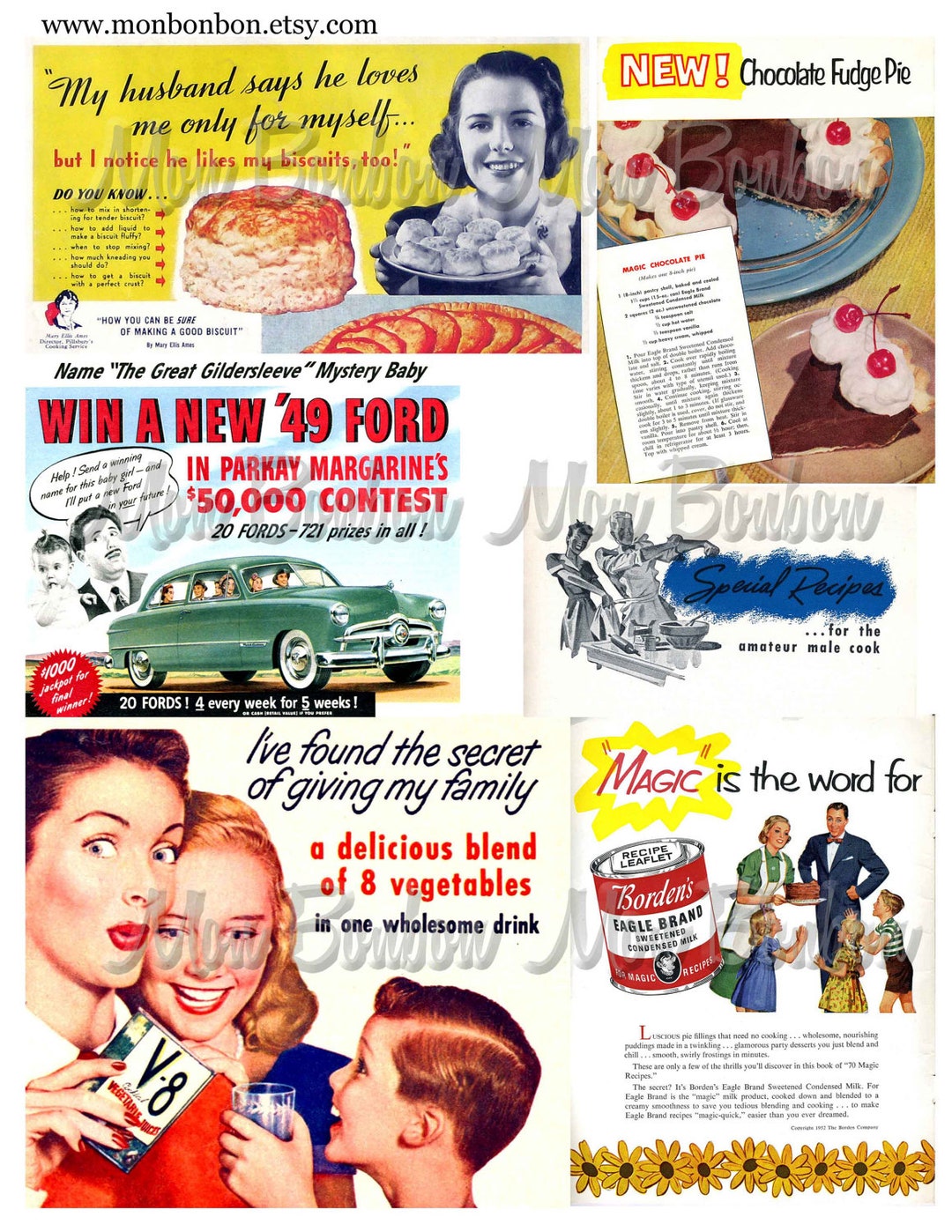 Digital Collage Sheet of Vintage Retro Magazine Advertisements Collage ...