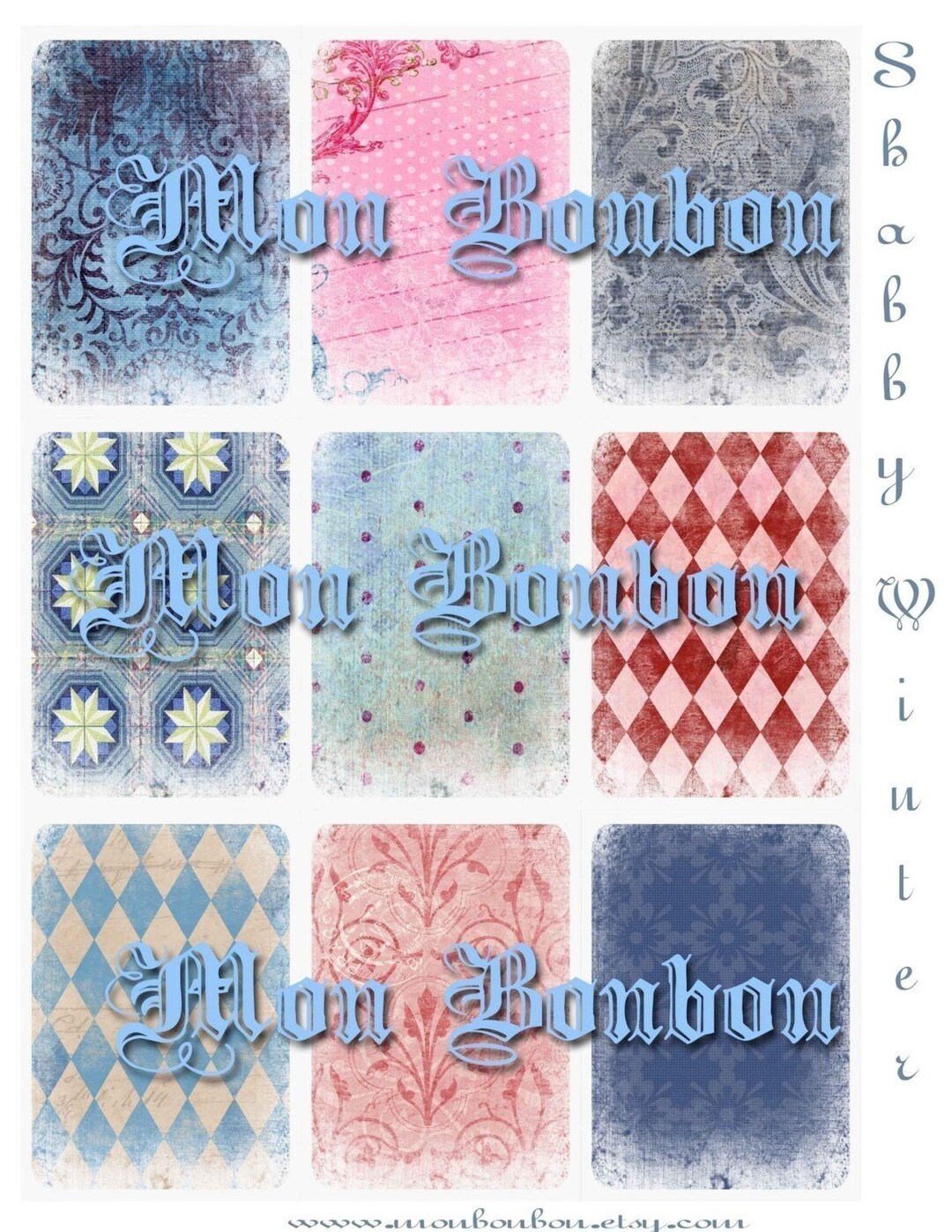 Shabby Winter Holiday Backgrounds - Digital Download - Atc Size 2.5 X 3 ...