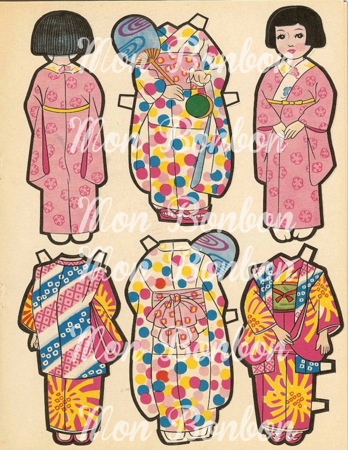 Vintage Japanese Paper Doll Collage Sheets Perfect for Your Altered Art ...