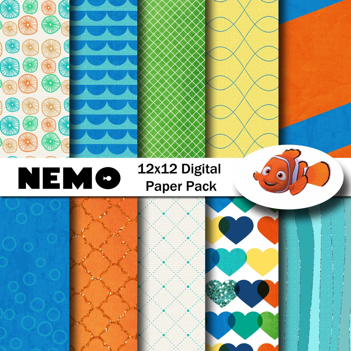 Nemo Inspired 12x12 Digital Paper Pack for Digital Scrapbooking, Party ...