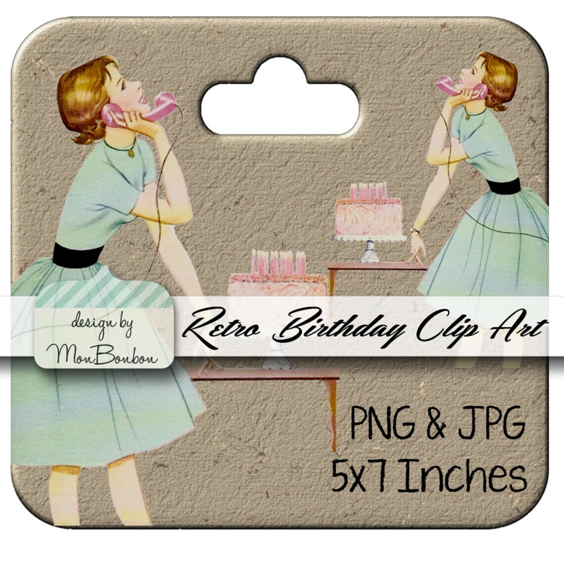 Retro Birthday Party Clip Art Image Transfer .png and Jpg - Etsy