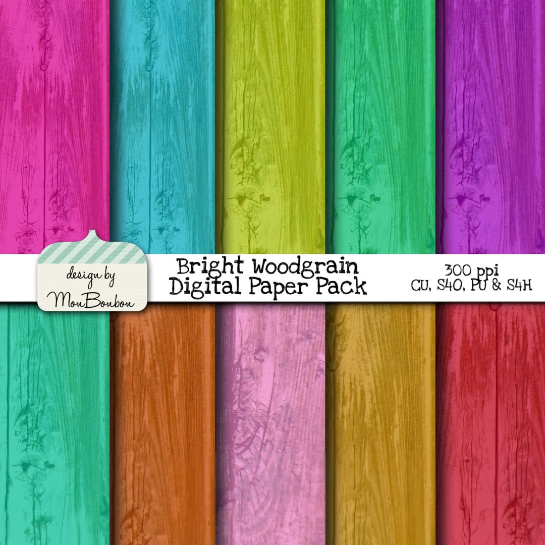 Bright Tropical Wood Digital Paper Backgrounds Pack - 12x12 - Aqua ...