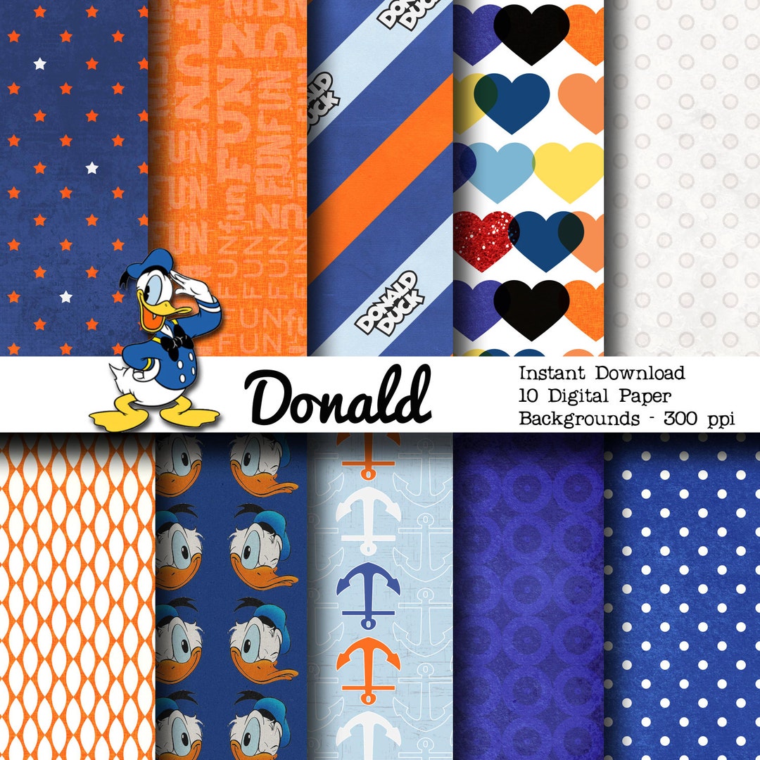 Donald Duck Inspired 12x12 Digital Paper Backgrounds for Digital ...