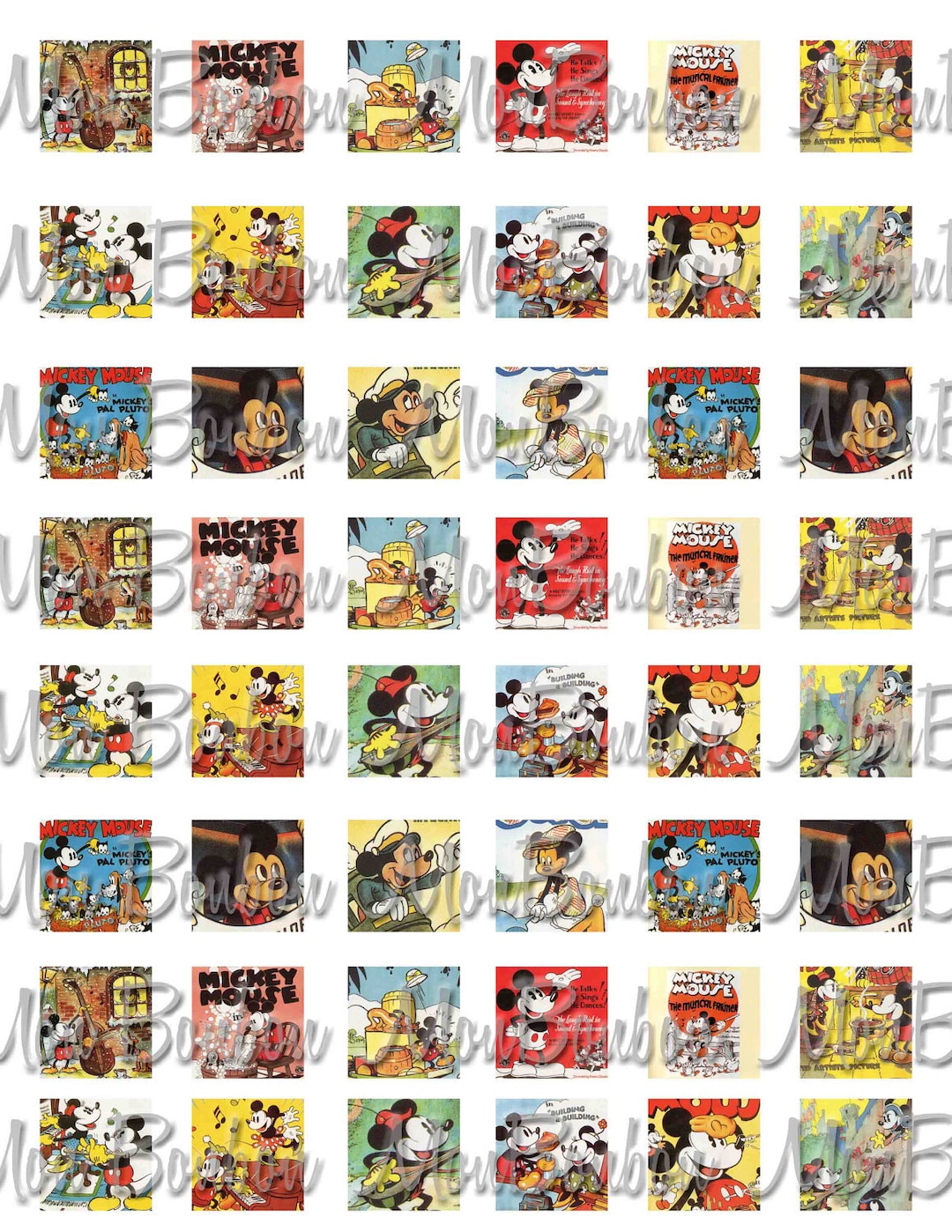 Vintage Mickey Mouse 1x1 Squares Digital Collage Sheet - Printables ...