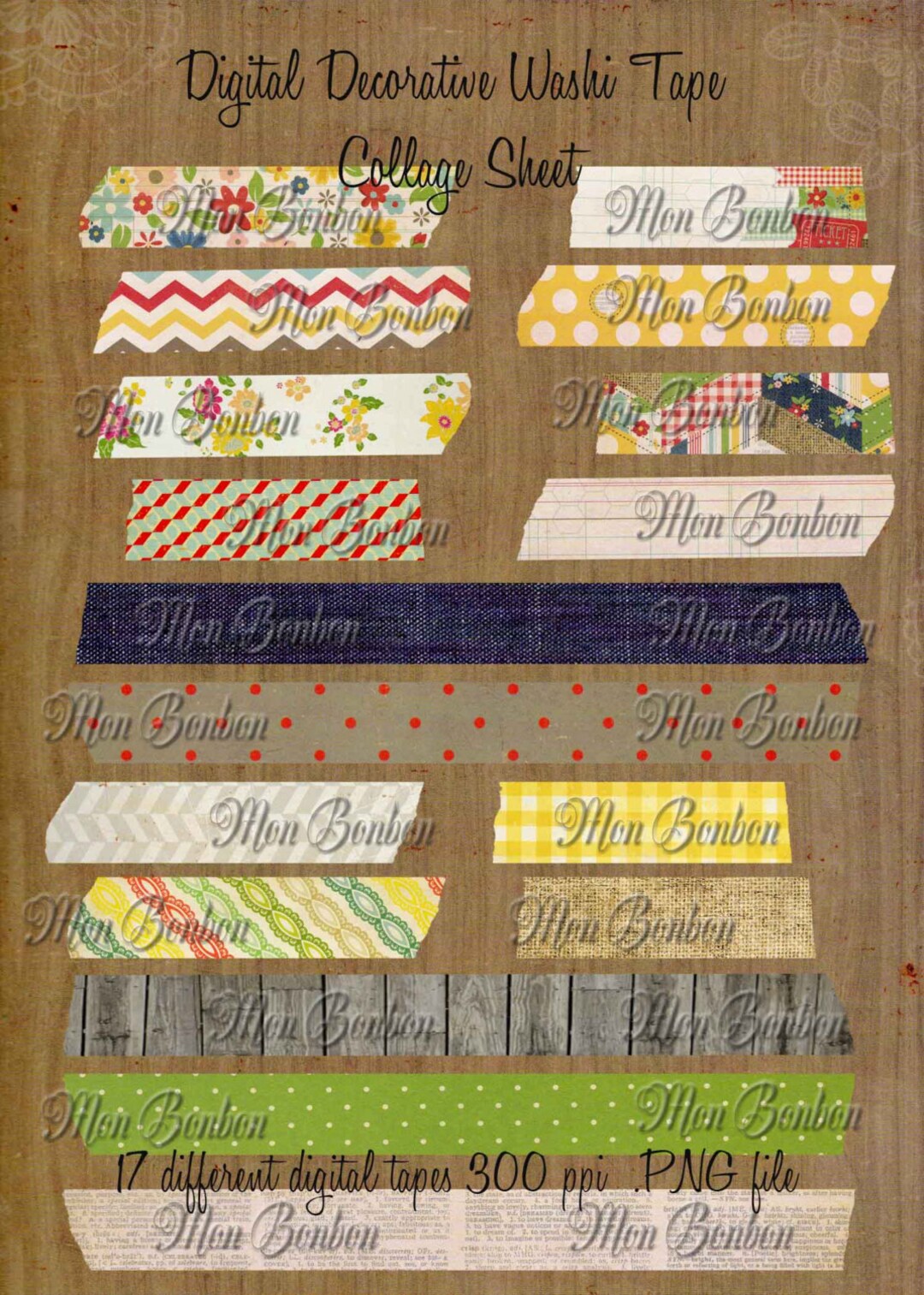 INSTANT DOWNLOAD -17 Digital Washi Tape Strips No. 1 - Solid and ...