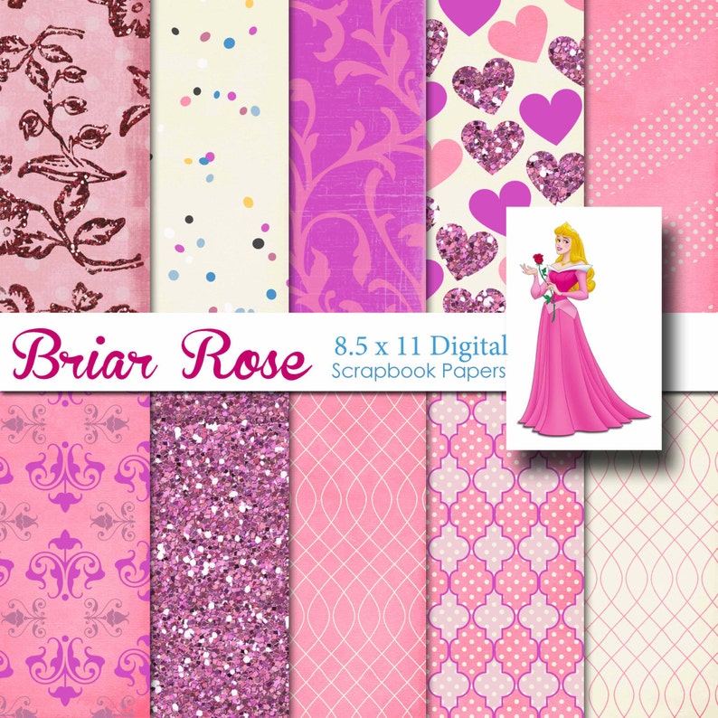 Aurora Sleeping Beauty Inspired 8.5x11 A4 Digital Paper | Etsy