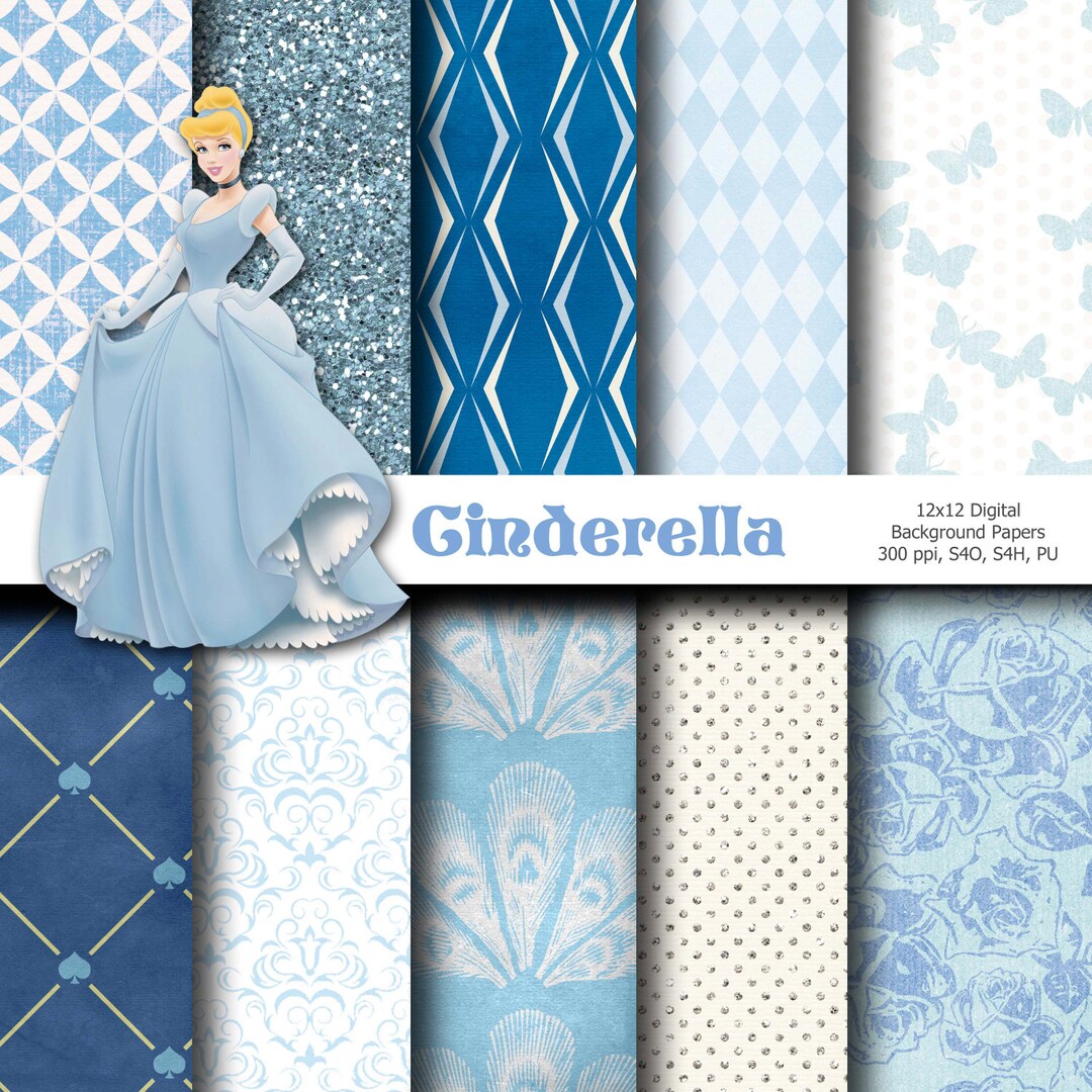 Cinderella 12x12 Digital Paper Backgrounds for Digital Scrapbooking ...