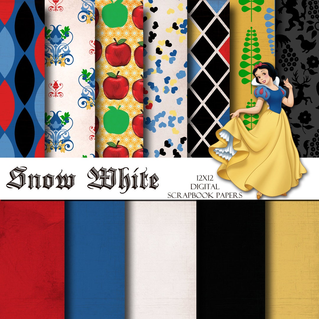 Snow White Inspired 12x12 Digital Scrapbook Paper Backgrounds -INSTANT ...