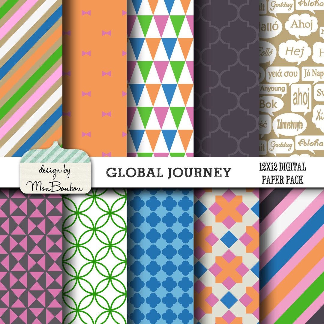 Small World Digital Paper Backgrounds Pack - 12x12 - INSTANT DOWNLOAD ...