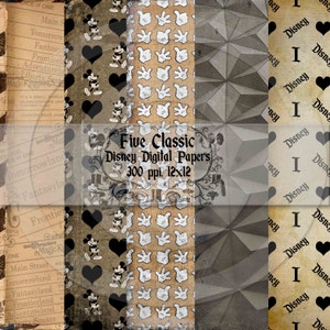 Classic Mickeytheme 12x12 Digital Paper Backgrounds for Digital ...