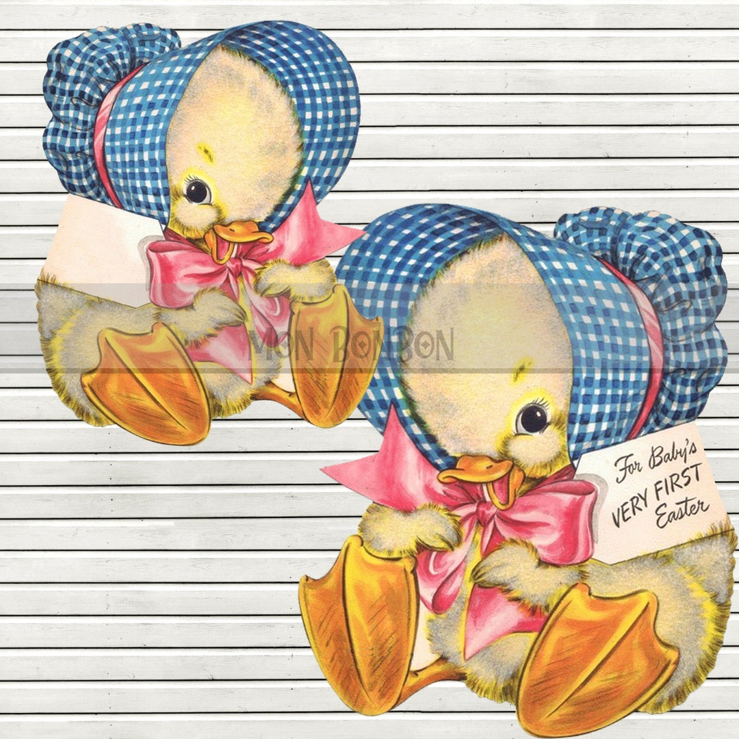Cute Vintage Easter Baby Clipart - Cute Easter Duckling Clipart - Baby ...