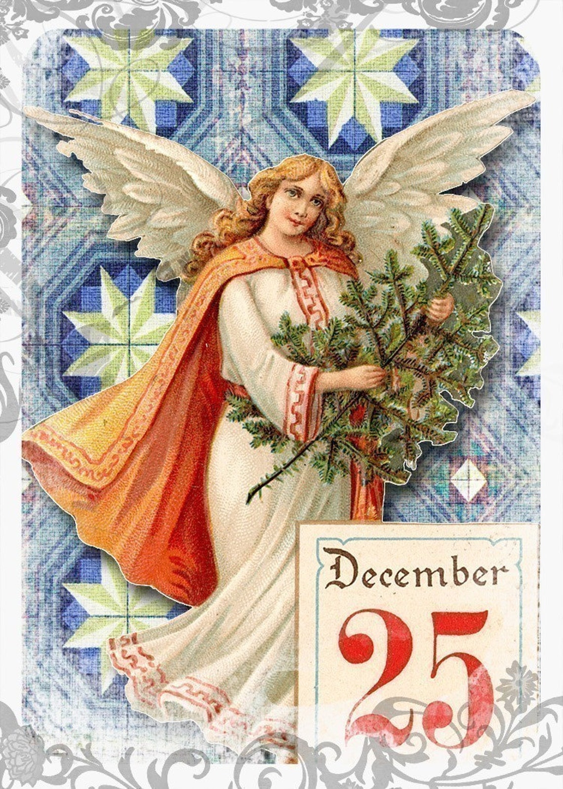 Shabby Winter Holiday Backgrounds Digital Download Atc - Etsy