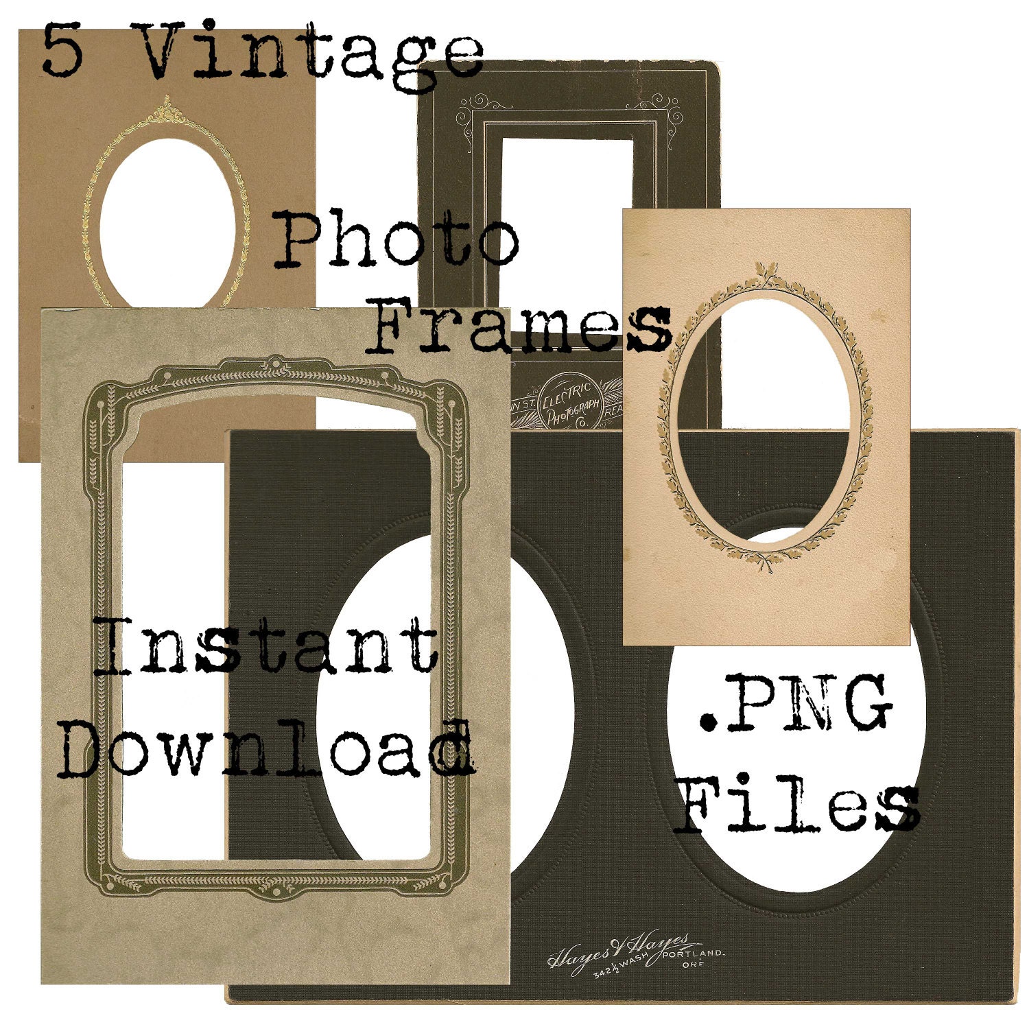 Vintage Heritage Photo Frames Digital Images .png Files - Digital ...