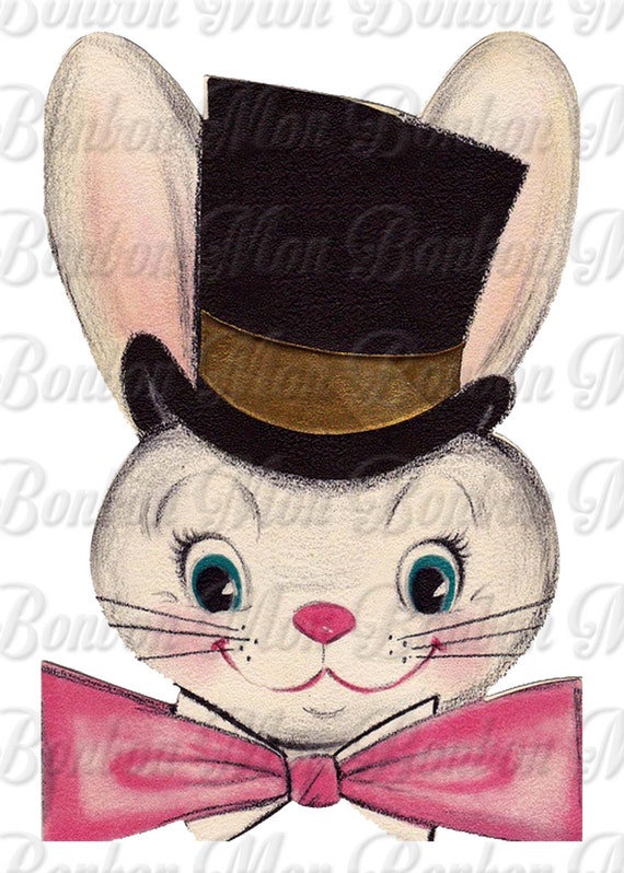 Vintage Easter Bunny Clip Art 5x7 Digital Clip Art Use for - Etsy