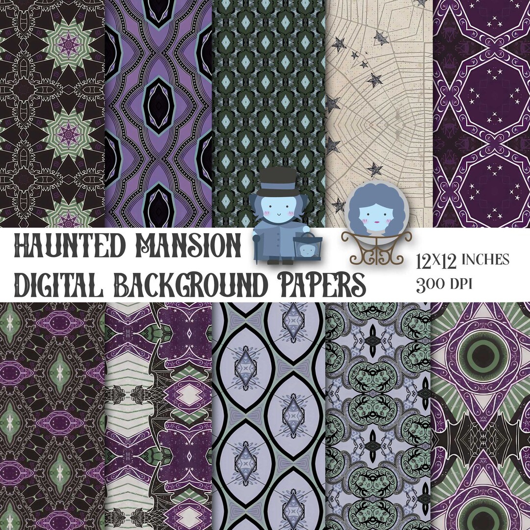 Haunted Mansion Set 2 12x12 Digital Scrapbook Paper Backgrounds ...