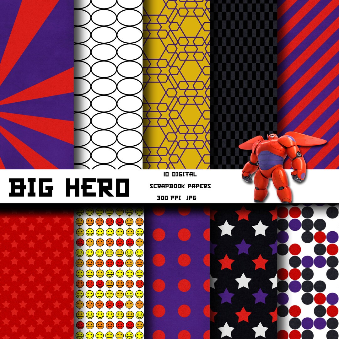 Big Hero 6 Baymax Inspired 12x12 Digital Paper Backgrounds for Digital ...