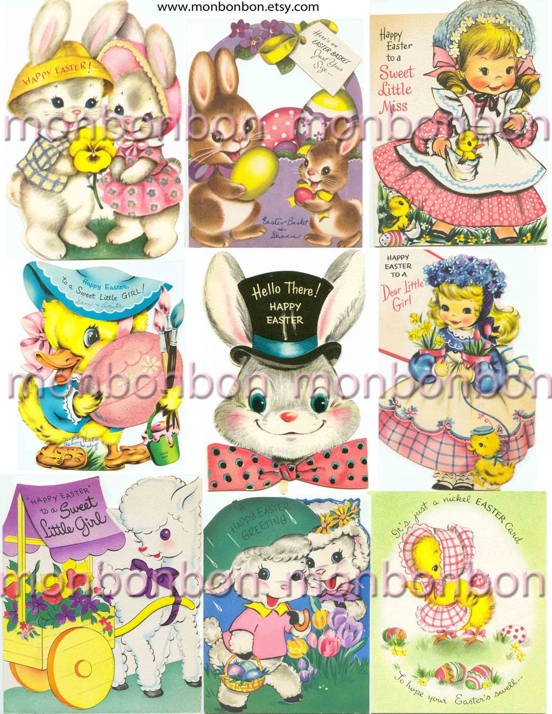 Vintage Retro Easter Cards Digital Collage Sheet - INSTANT DOWNLOAD - Etsy