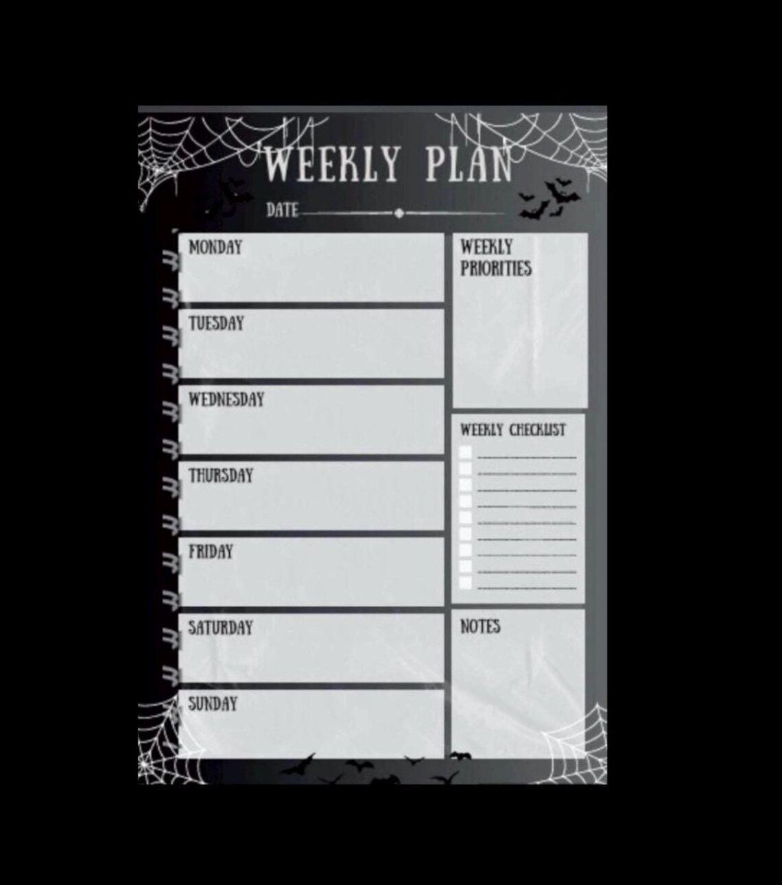 Aesthetic Gothic Planner, Gothic, Daily Planner, Printables, Digital ...