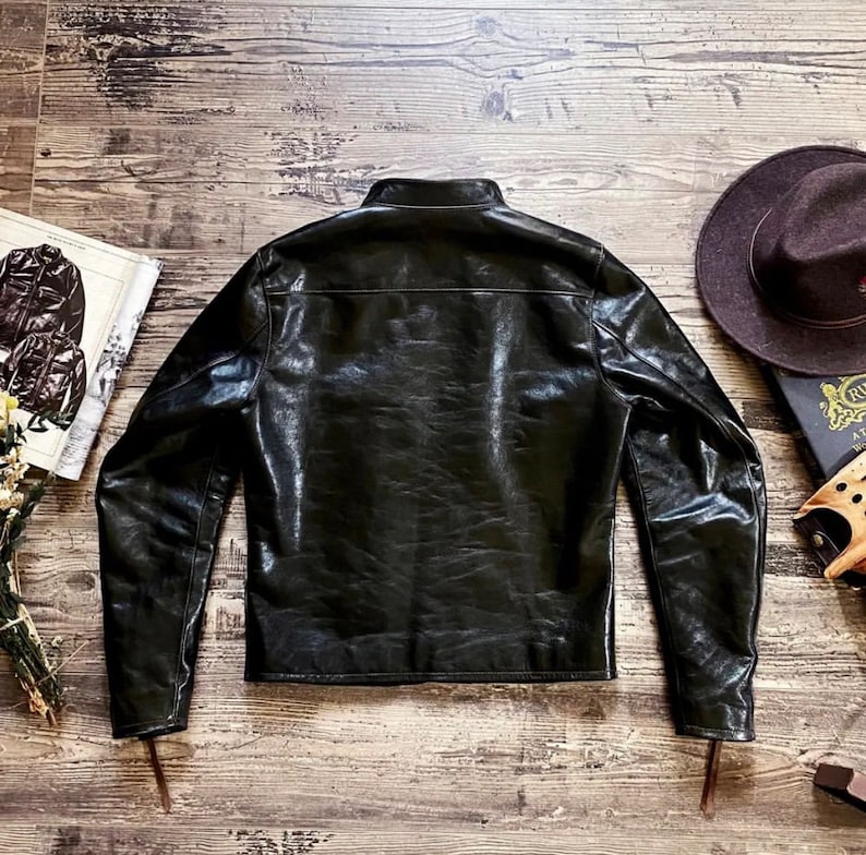 Black Teacore Horsehide Leather Jacket, Genuine Horse Leather Jacket ...