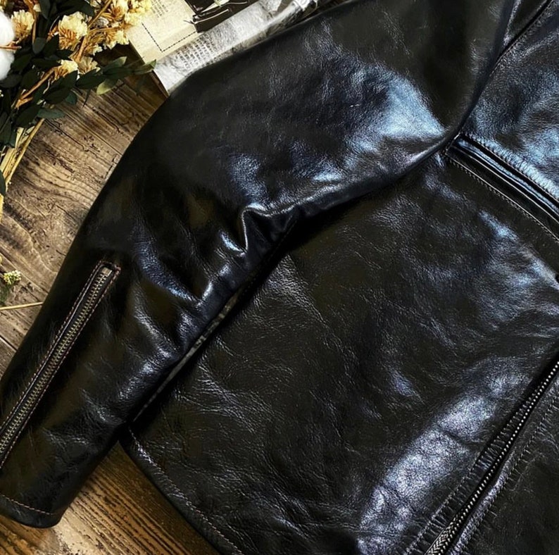 Black Teacore Horsehide Leather Jacket, Genuine Horse Leather Jacket ...