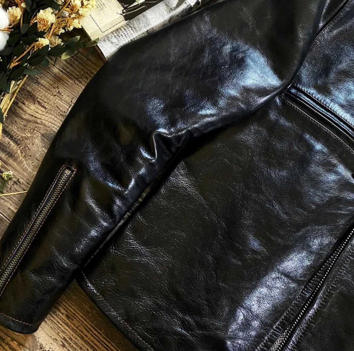 Black Teacore Horsehide Leather Jacket, Genuine Horse Leather Jacket ...
