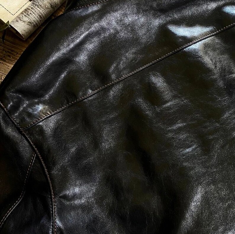 Black Teacore Horsehide Leather Jacket, Genuine Horse Leather Jacket ...