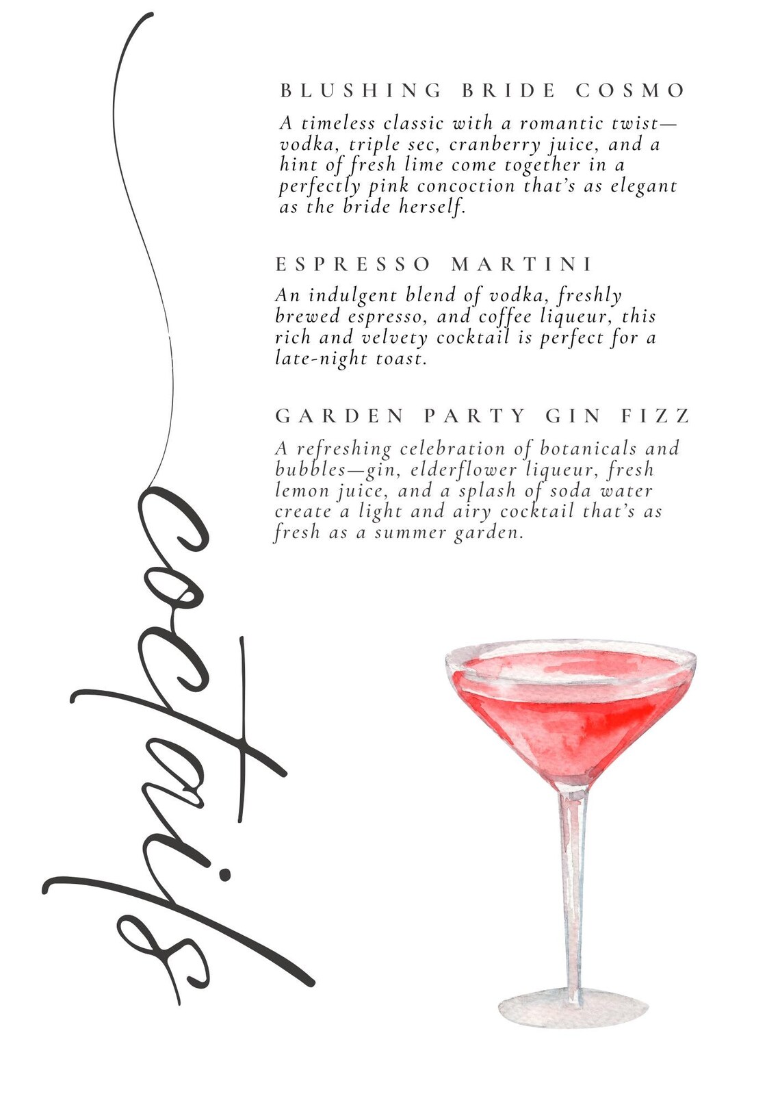 Elegant Wedding Cocktail Menu Template Editable Canva Design for ...