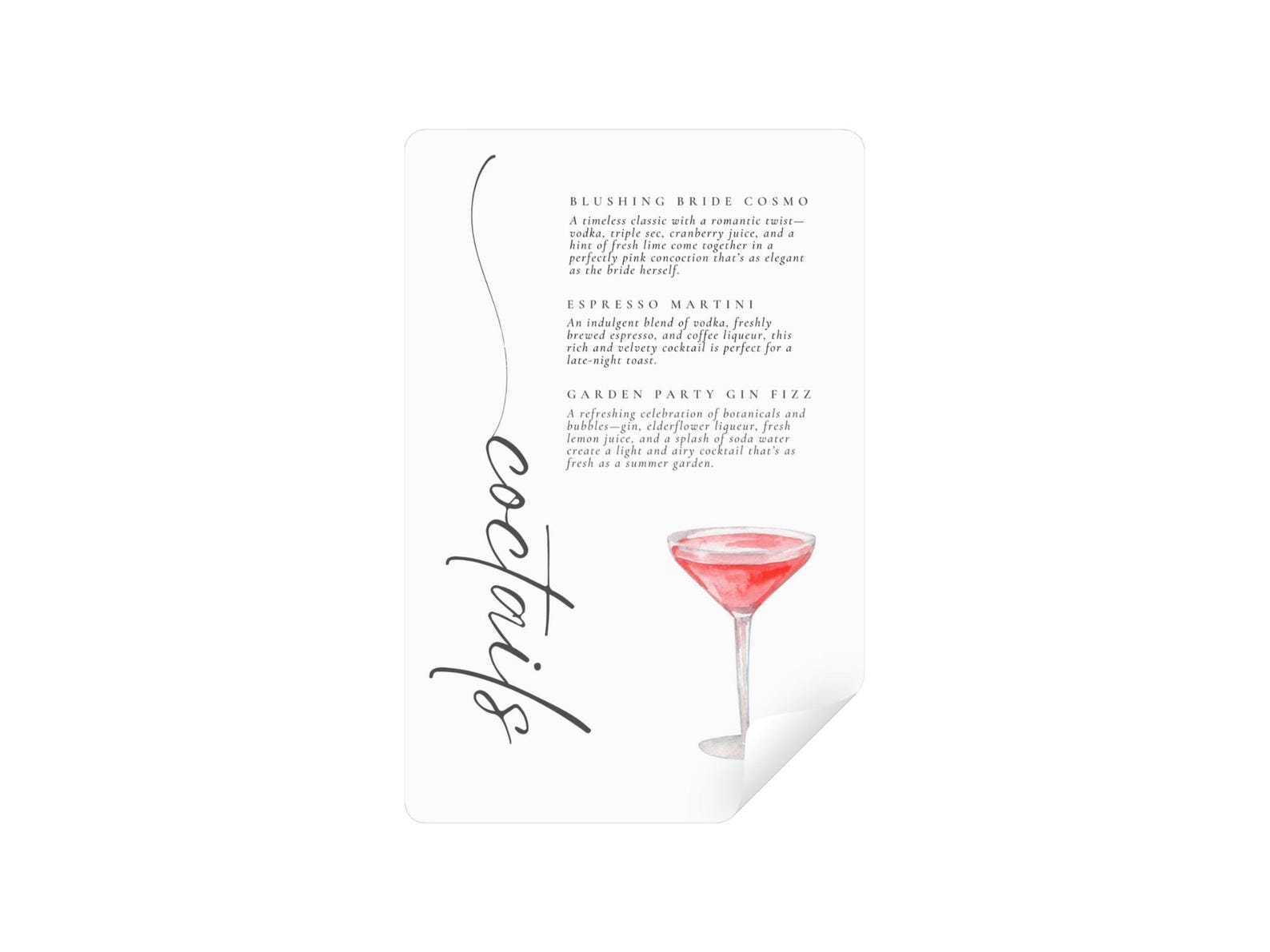 Elegant Wedding Cocktail Menu Template - Editable Canva Design for ...