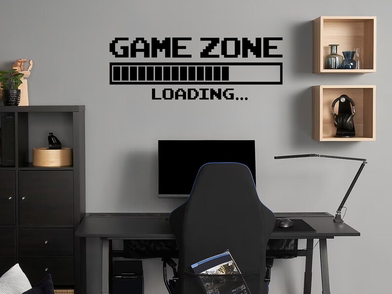 Game Zone Loading Wall Decal Sticker, Gamer Wall Art, Gaming Home Decor ...