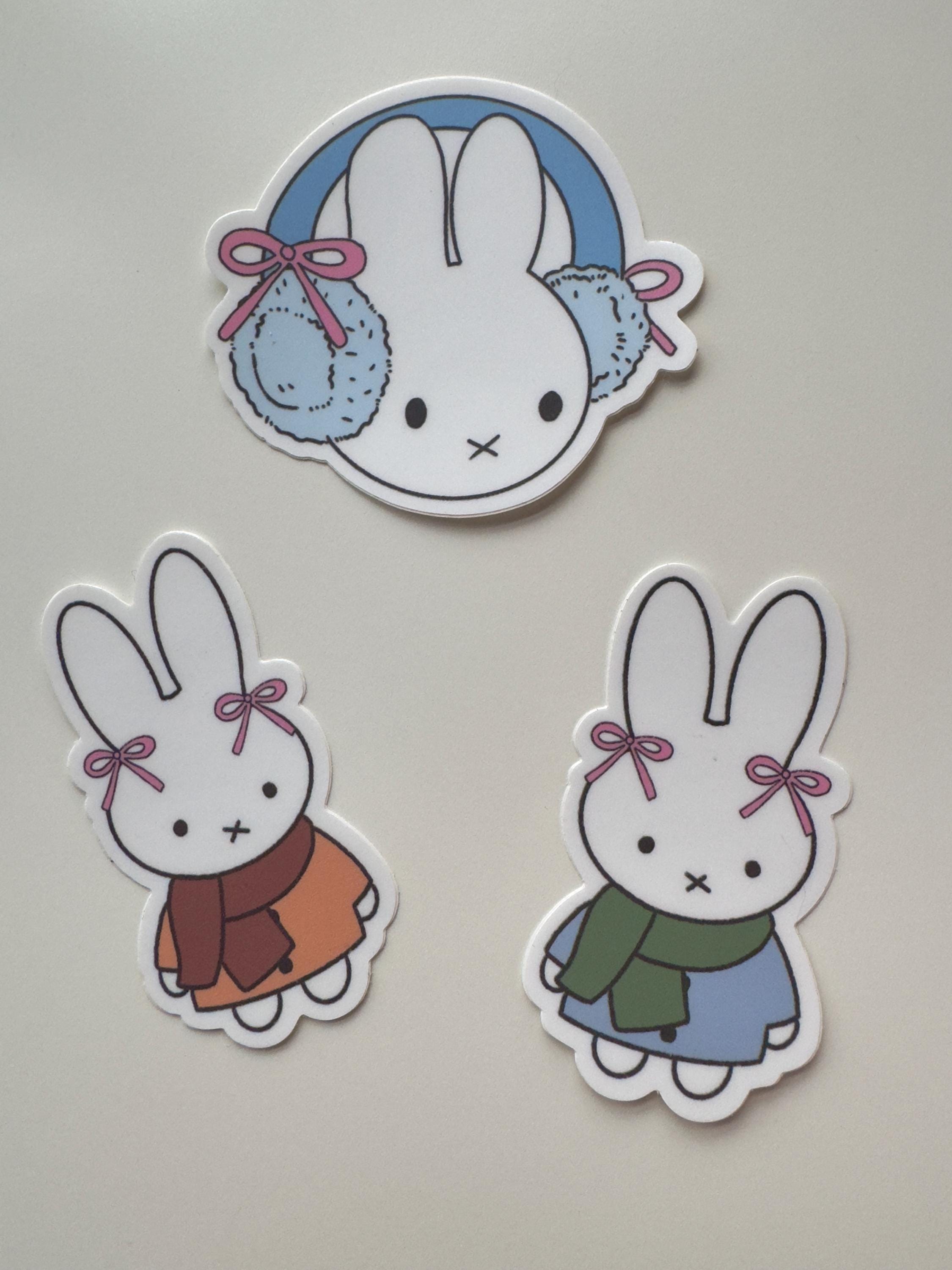 Cute Miffy Stickers Coquette Scarf Miffy Earmuff Miffy Winter Fall - Etsy