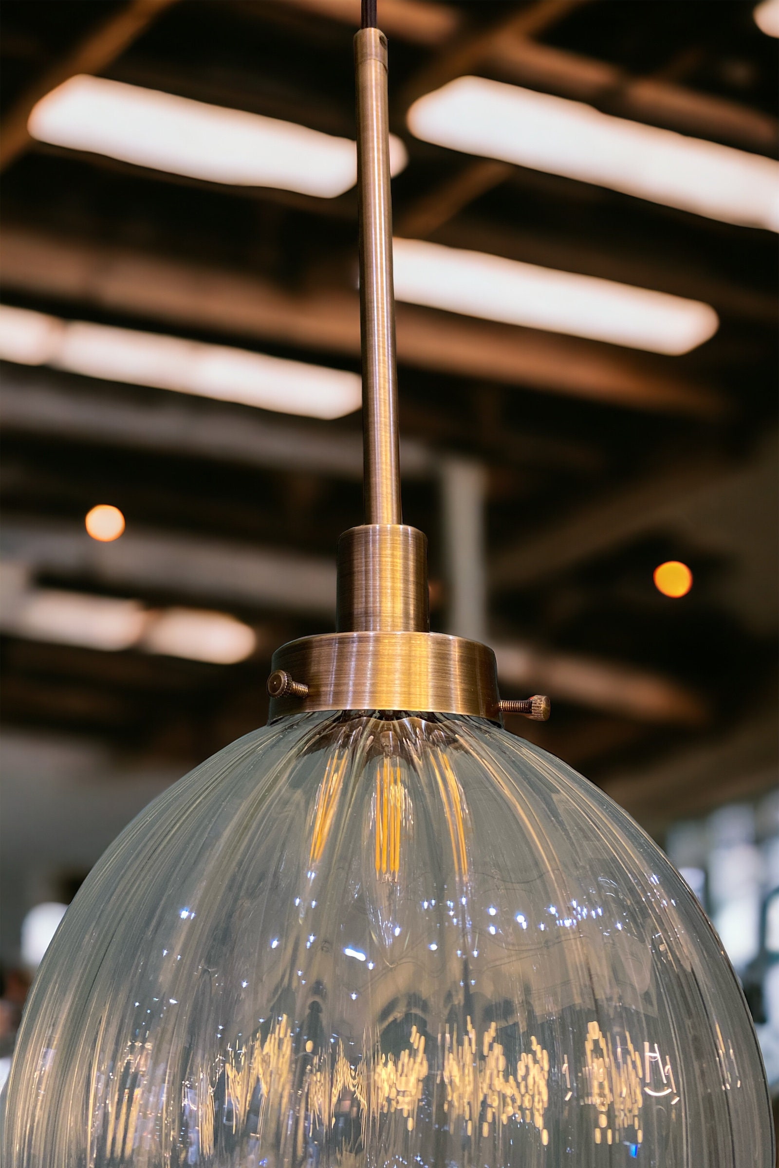 Pumpkin Shape Glass Pendant Light, Globe Ceiling Light, Sphere Pendant ...