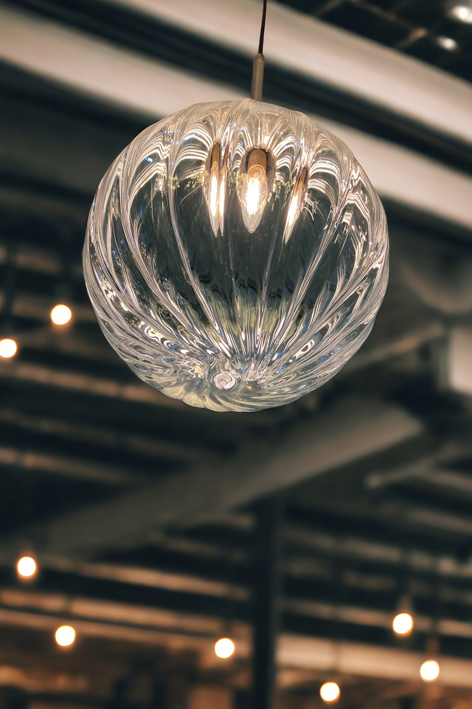 Pumpkin Shape Glass Pendant Light, Globe Ceiling Light, Sphere Pendant ...