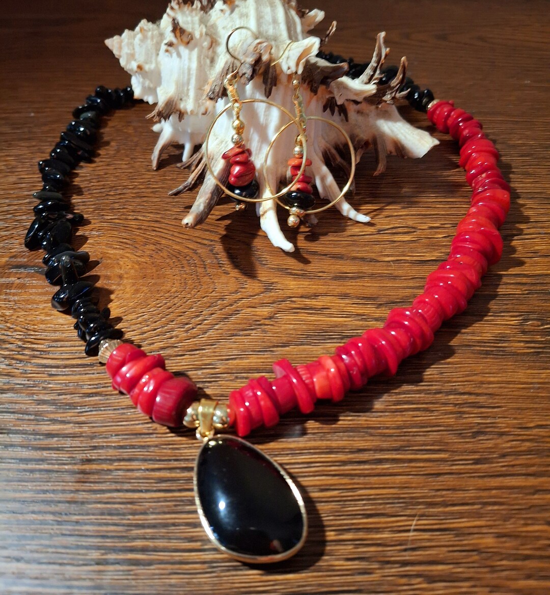 Beautiful HALFIE Set! Bamboo Coral in Red and Regular Black Coral With ...