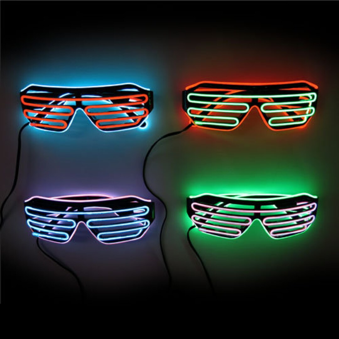 Glowing LED Glasses Luminous Neon Party Glow Sunglasses, Flashing Light ...