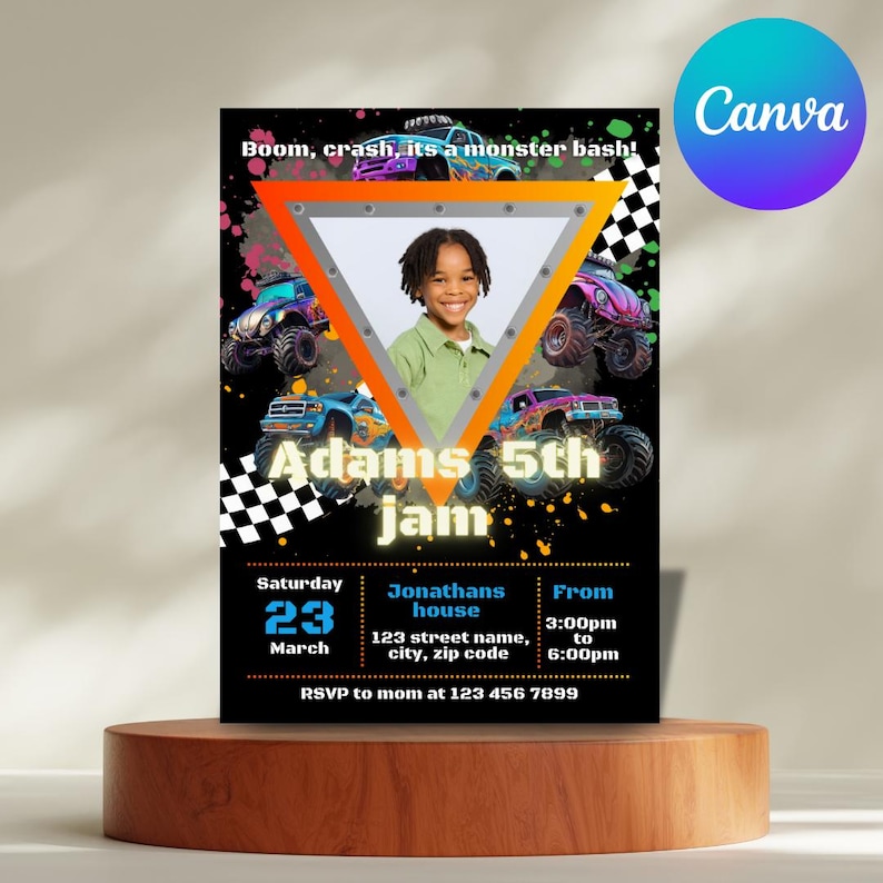 Editable Monster Jam Birthday Invitation Template for Boys Monster ...