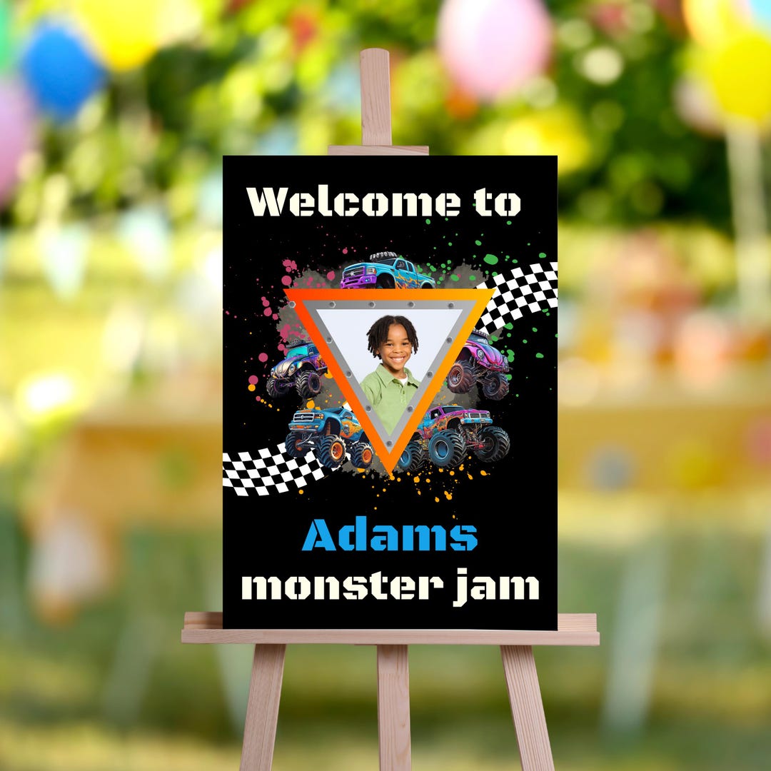 EDITABLE Monster Truck Birthday Welcome Sign Trucks Birthday Sign ...