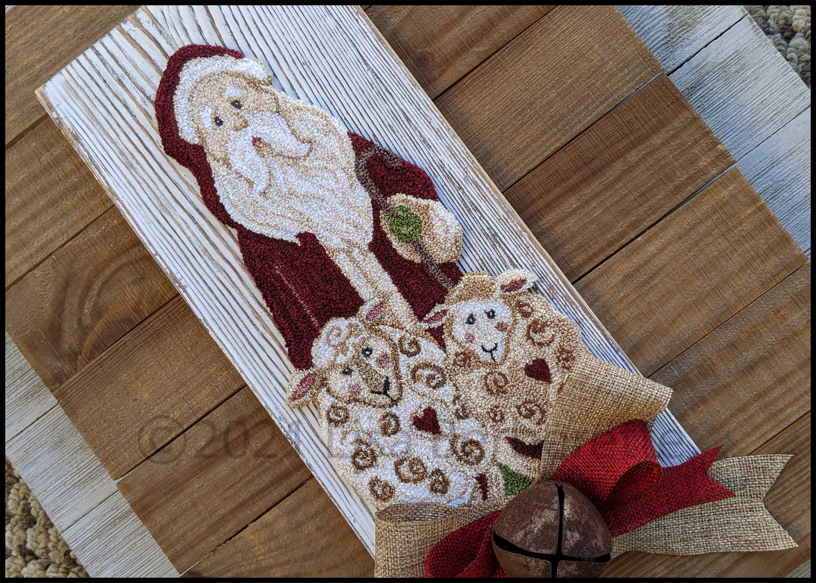 Santa Shepherd - Punch Needle Download PDF - Christmas Santa and Sheep ...