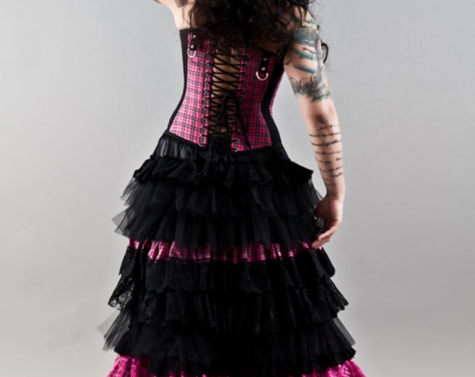 RESERVED Black and Pink Formal Lace Ruffle Skirt Medium to - Etsy