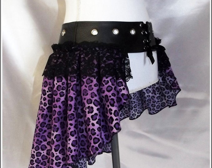 Black and Purple Leopard Print Lace up Skirt Belt Size Small - Etsy