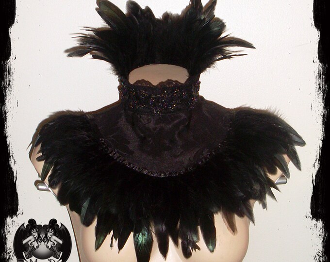 Raven Feathered Neck Collar - Etsy