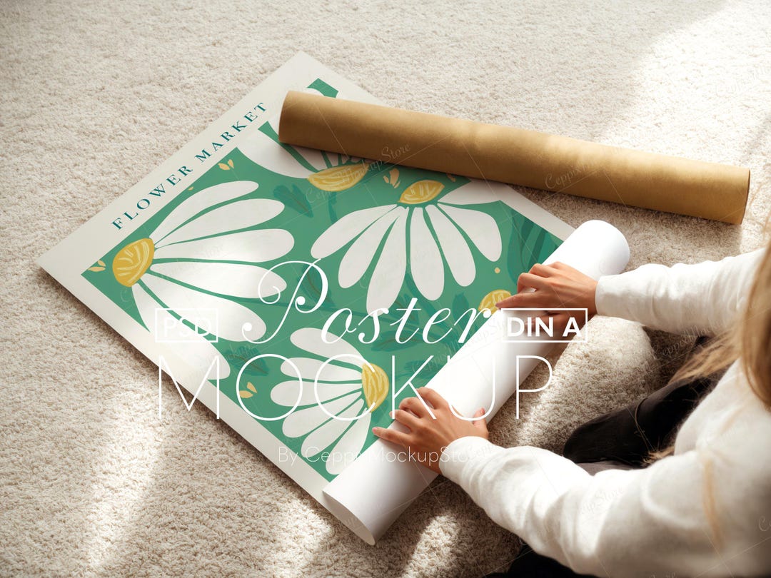 Poster Mockup With Person, Rolled Up: Unrolling Rolling, Detailed ...