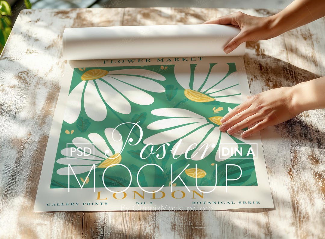 Rolled Poster Mockup, A4 A3 ISO, PSD Template (digital Download) - Etsy