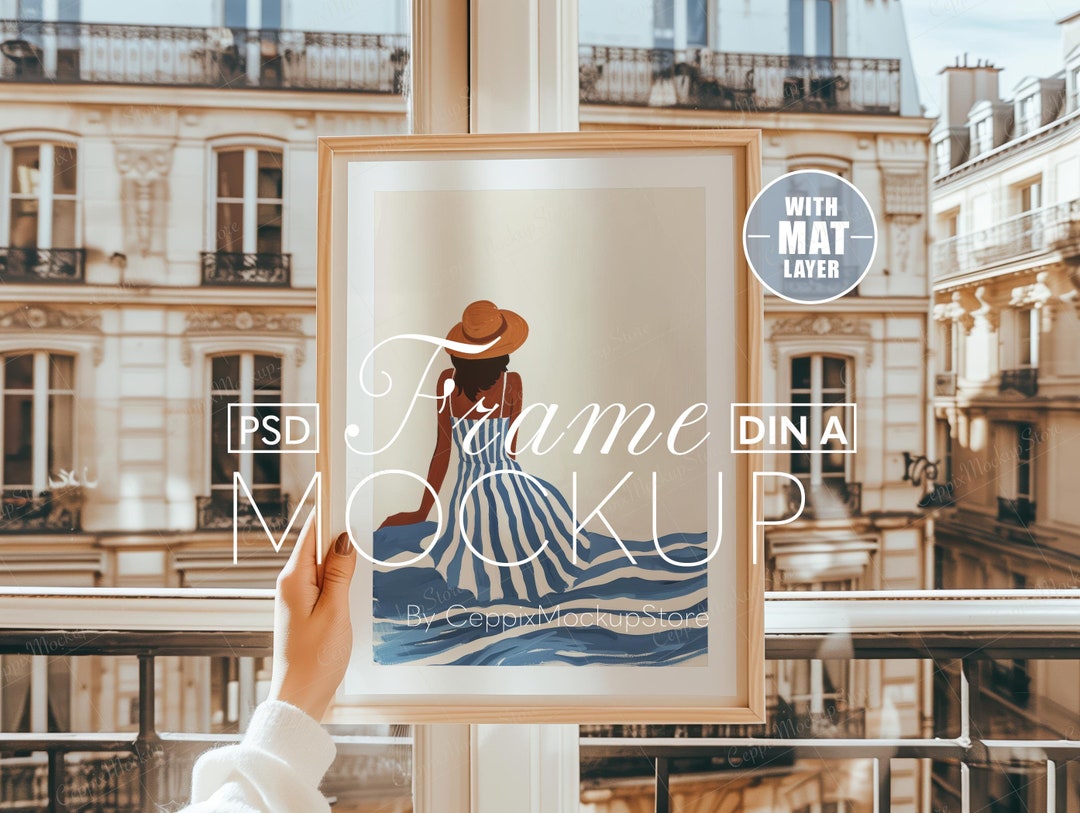 Frame Mockup With Person, A4 A3 Realistic Hand Holding Window Wood ...